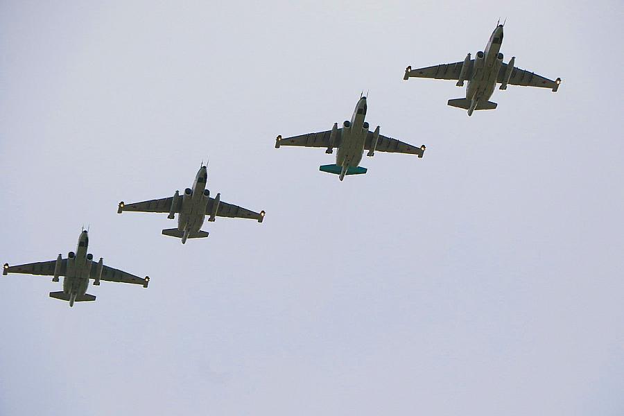 Su-25 attack aircraft crews of the Kant airbase in Kyrgyzstan conduct ...