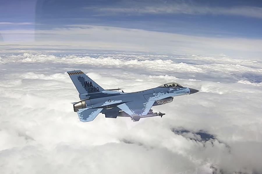 First flight F-16 with 'Ghost' paint scheme disguised as Su-57 was ...