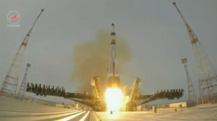 Liftoff of a Soyuz 2-1A Rocket carrying the improved Progress MS ...